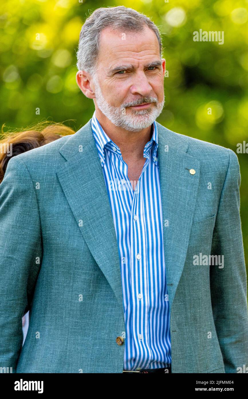 King Felipe VI of Spain during a visit to Palauet Albeniz in Barcelona ...