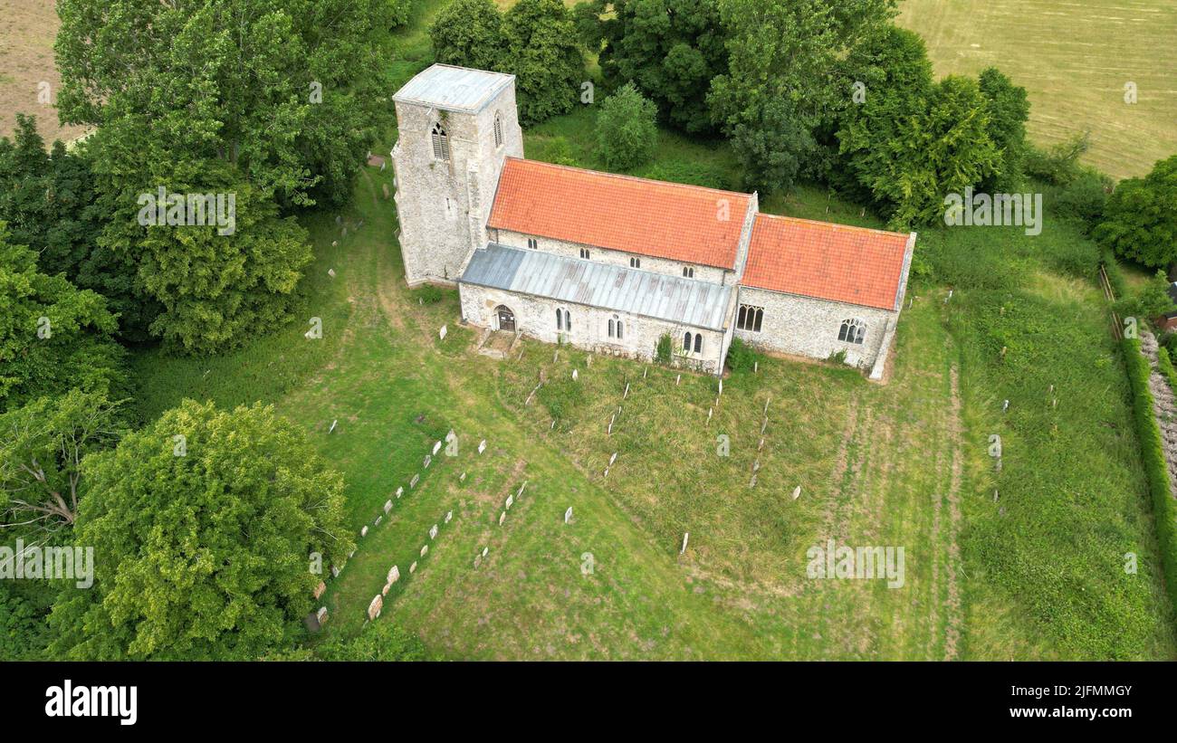 A bird-eye view of the rural St Peters Church with its yard in West ...