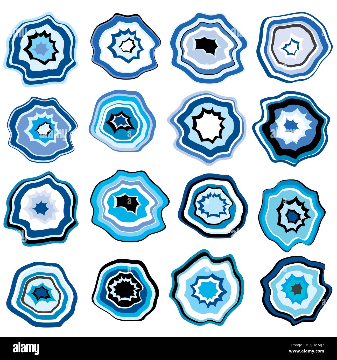 Blue agate stones set isolated on white background Stock Vector Image ...