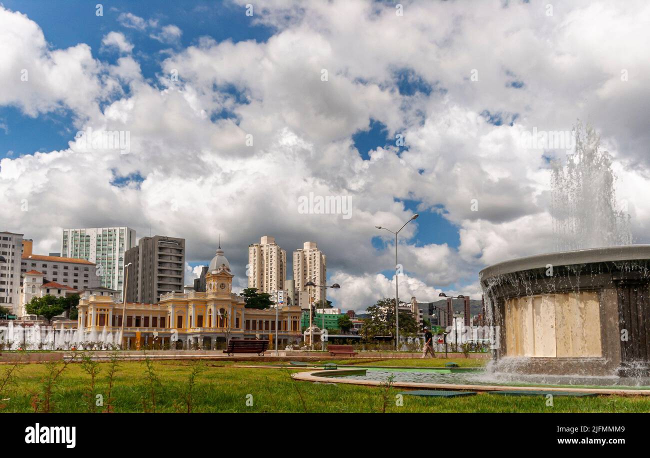 Station Square. Beautiful central square with statues, sources in the ...