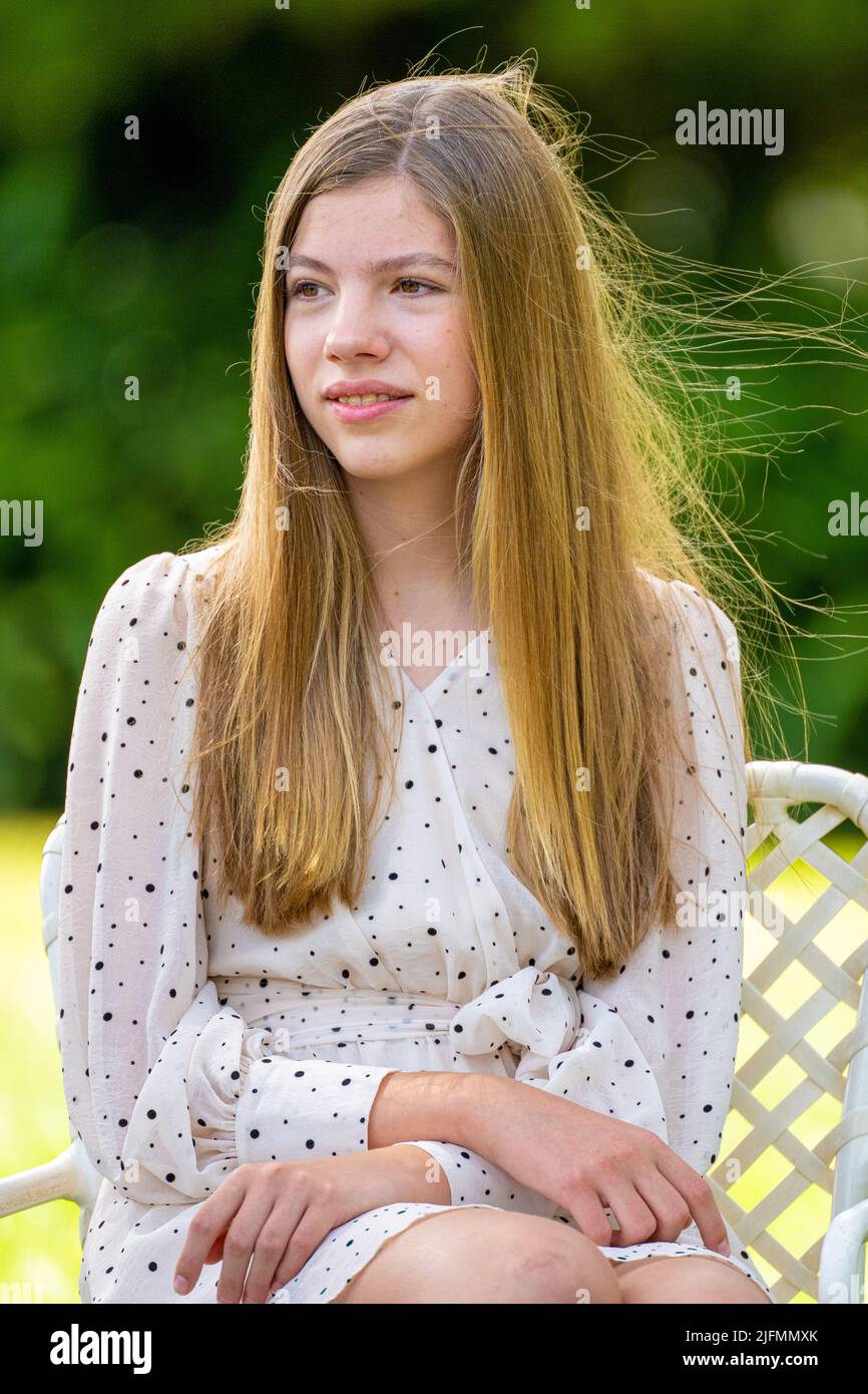 Princess Infanta Sofia of Spain during a visit to Palauet Albeniz in ...