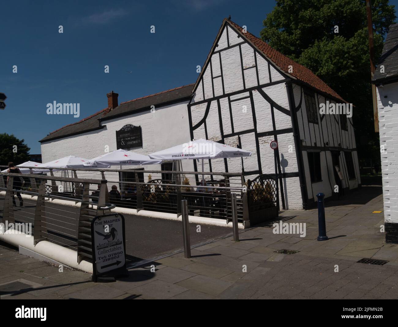 Popular restaurant at side of st botolphs pedestrian bridge hi-res ...