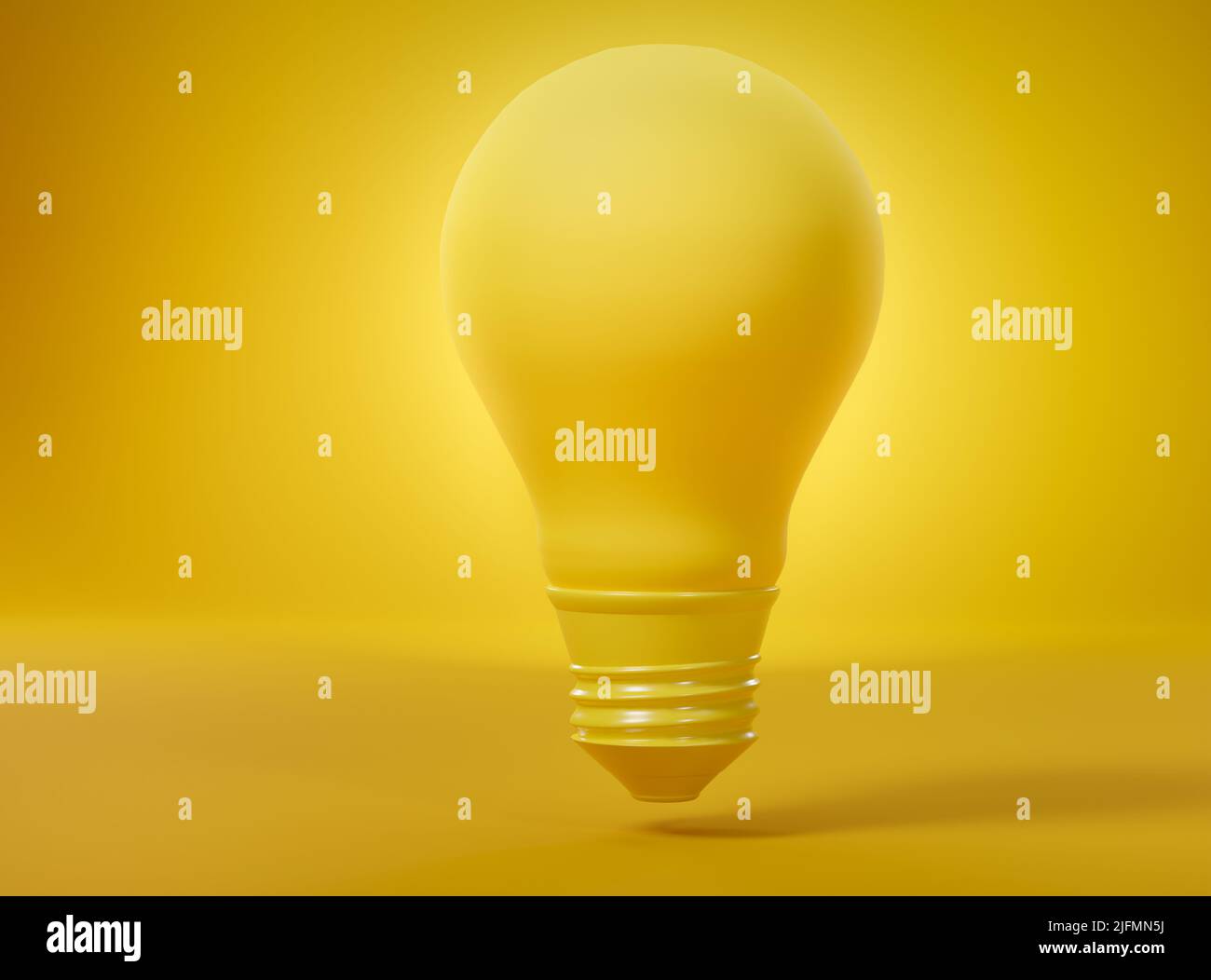 Yellow incandescent light bulb over yellow studio background. Concept ...