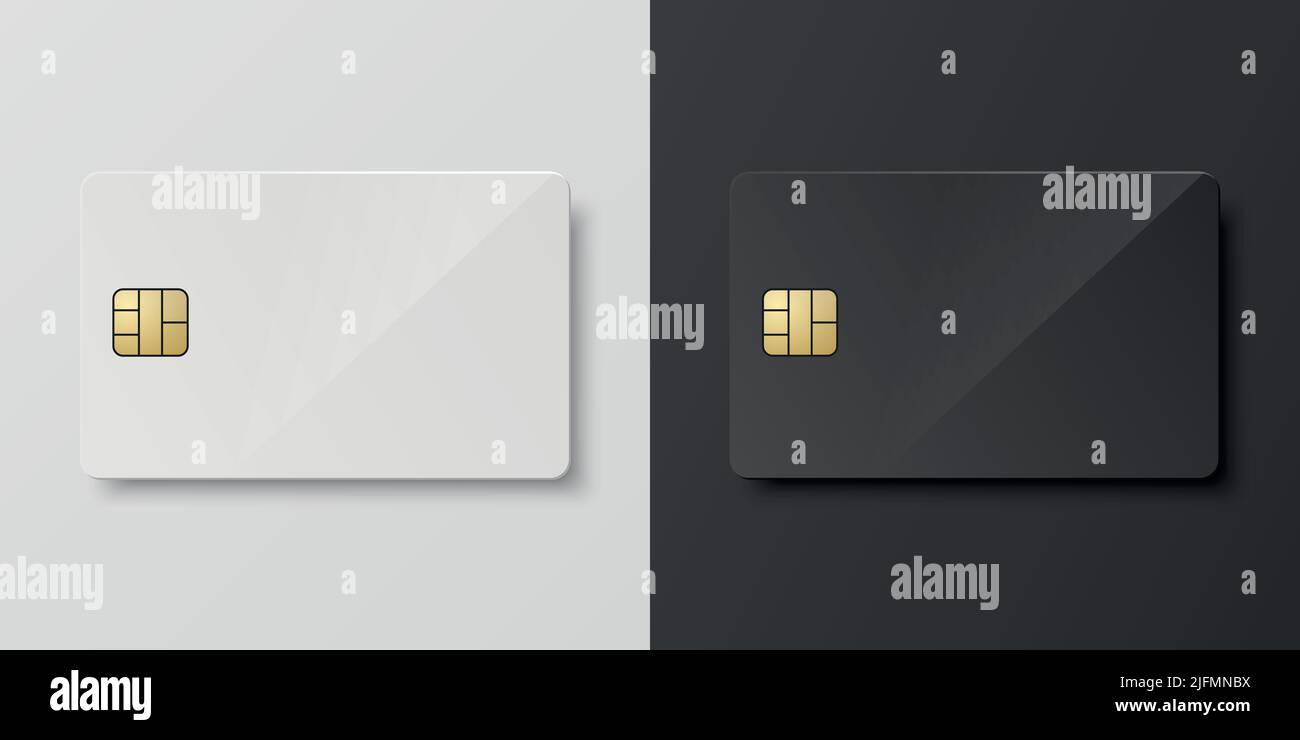 Vector 3d Realistic White and Black Blank Empty Credit Card Set ...