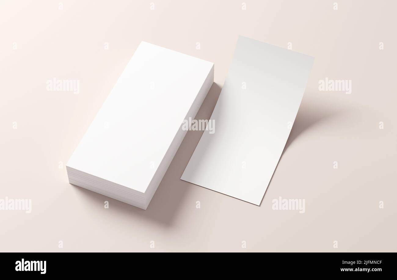 Stack of DL flyers mockup blank paper for design presentation. White ...