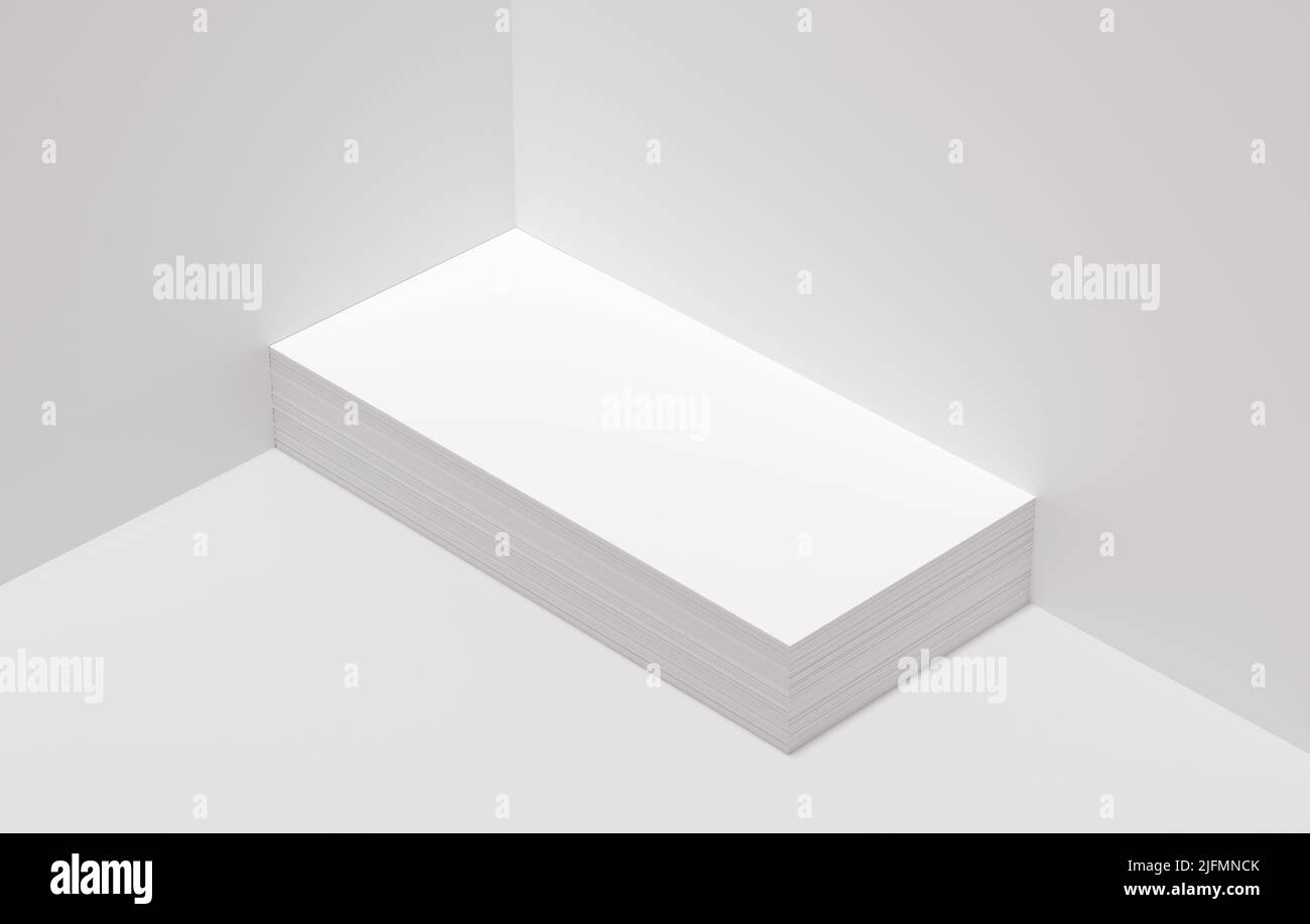 Stack of DL flyers mockup blank paper for design presentation. White ...