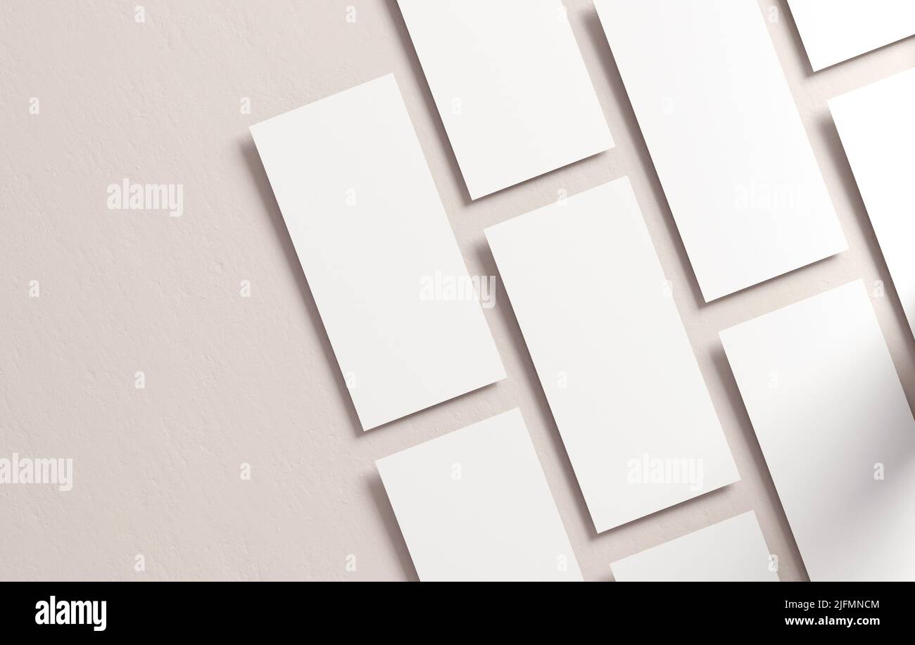 Multiple DL flyers mockup blank paper on a neutral background. White ...