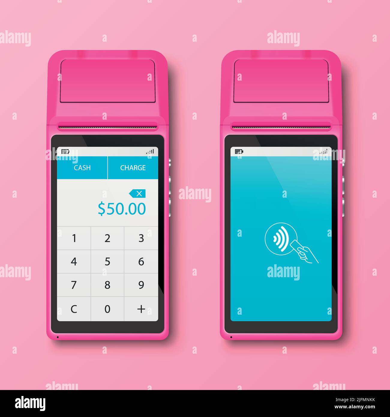 Vector 3d Pink NFC Payment Machine Set Isolated. Wi-fi, Wireless ...