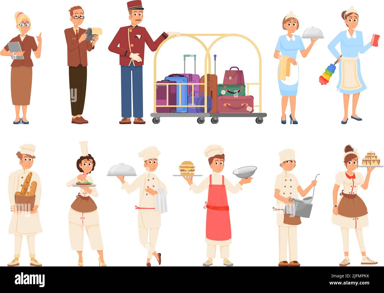 Hotel team. Professional service staff, waiter, hospitality people ...