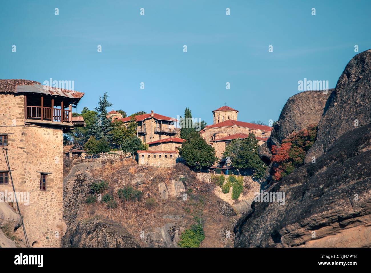 travel landmark meteora monastery on the top of thessaly mountains ...