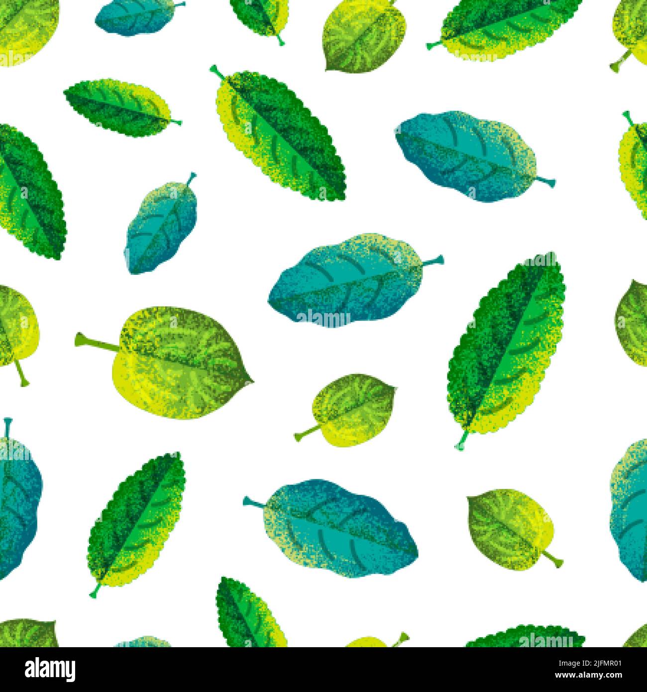 Textured trendy leaves. Green eco seamless pattern, abstract leaf print ...