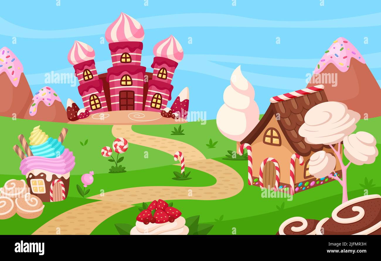 Sweet candy game location. Chocolate candies, biscuits home and dessert ...