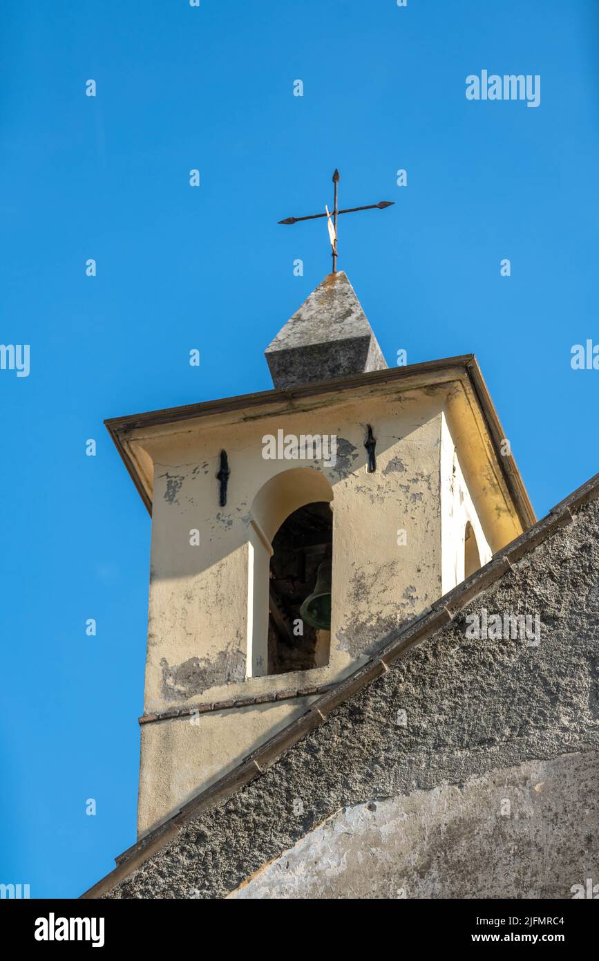 Church Tower in Cinque Terre in Italy. Beautiful little Church in small ...