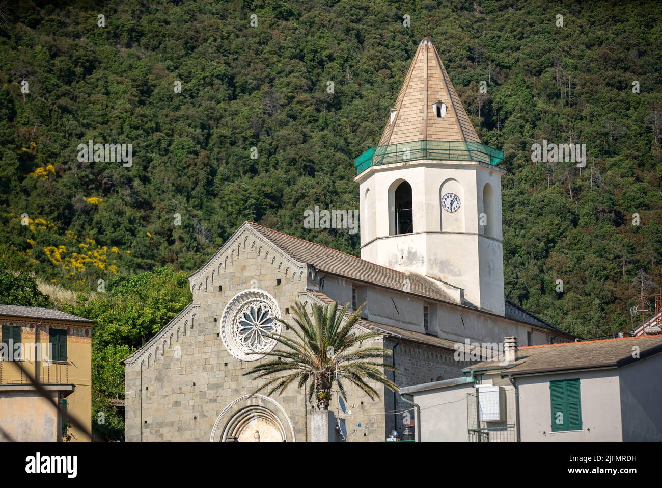 Church in Cinque Terre in Italy. Beautiful little Church in small town ...
