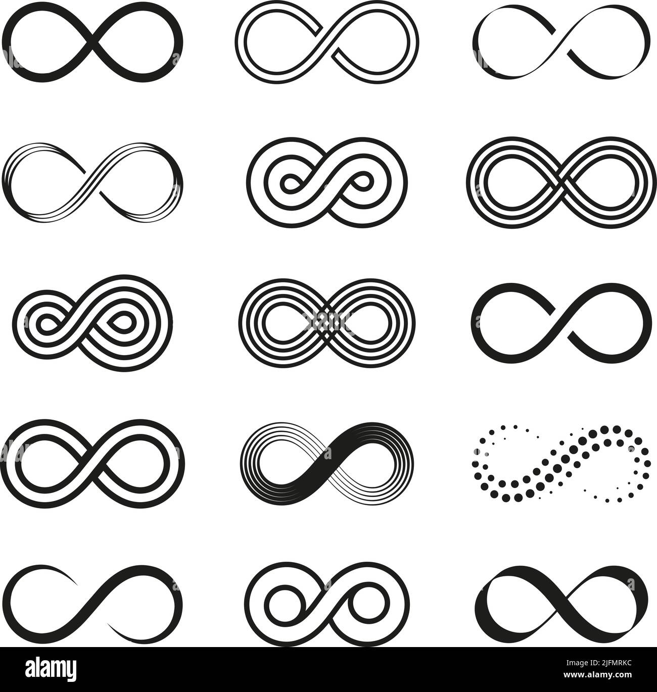 Black infinity symbols. Line infinite symbol, eternity swirl sign ...