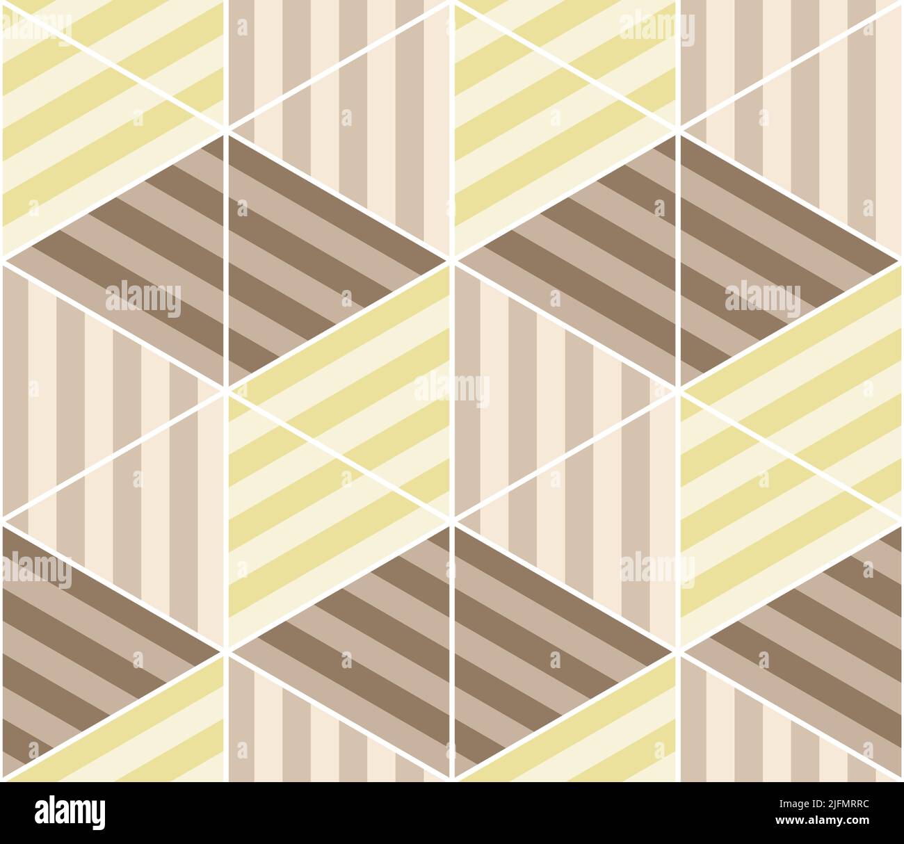 Brown striped 3d cubes repeat pattern inside triangles and hexagons in ...