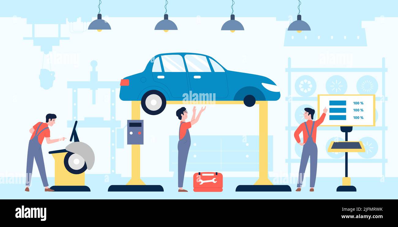 Car service. Automotive mechanic workshop, tuning auto in garage ... Car service. Automotive mechanic workshop, tuning auto in garage ...
