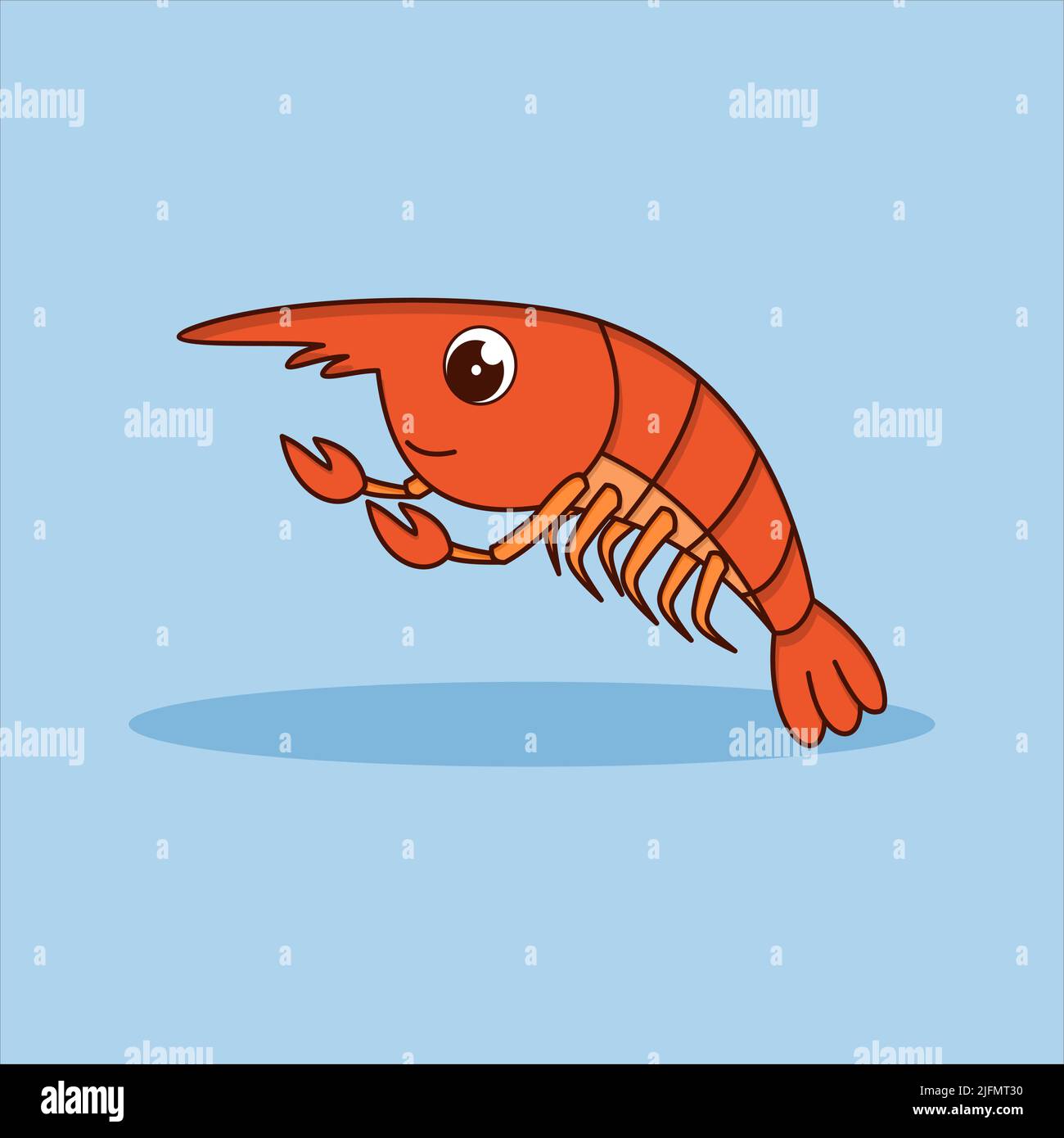 Cute shrimp vector icon illustration. flat cartoon style. animal nature ...