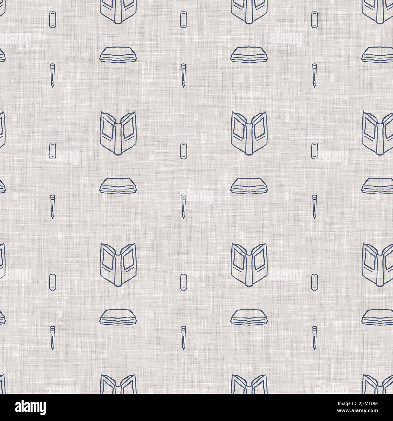 French blue book motif seamless pattern. Tonal country cottage style ...
