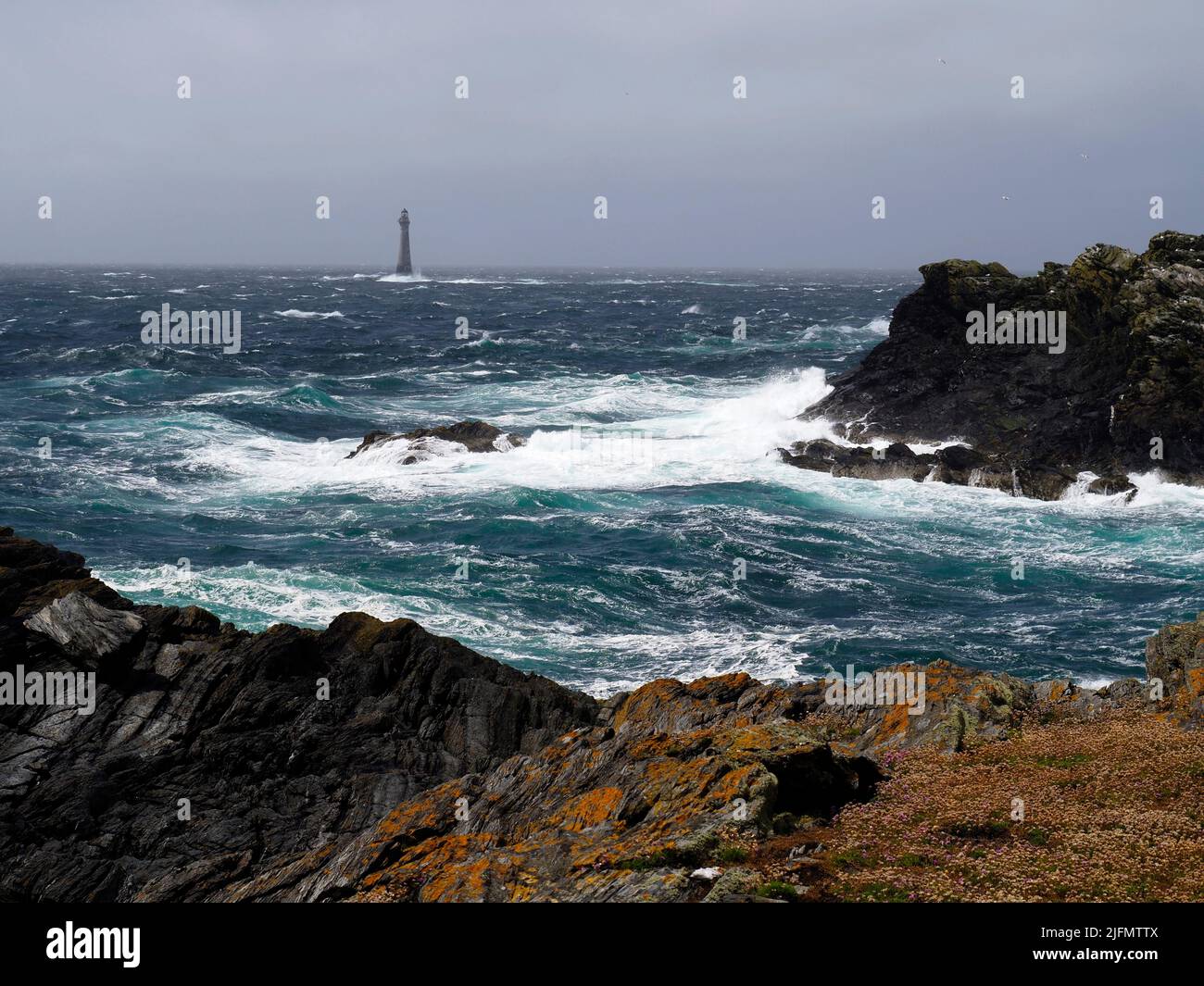 Chicken rock lighthouse, south of calf of Man, Isle of Man Stock Photo ...