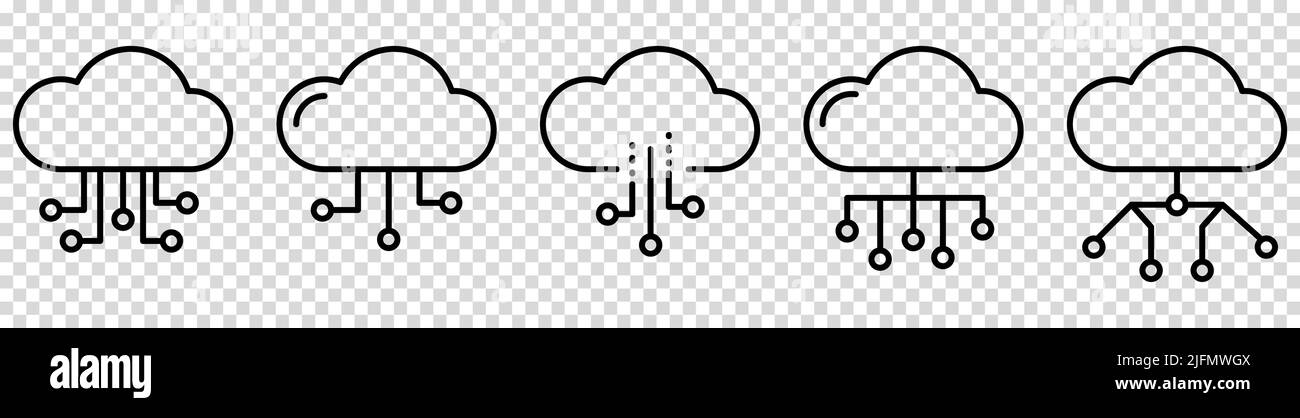 Cloud computing line icons. Vector illustration isolated on transparent background Stock Vector ...