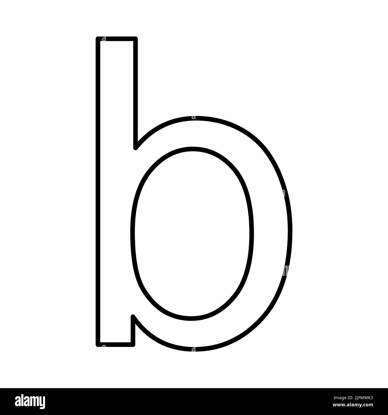 Latin b lowercase symbol. Black outlines on white background Stock ...