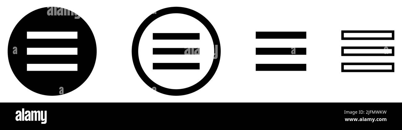 Menu icon set. Hamburger menu symbols. Vector illustration isolated on ...