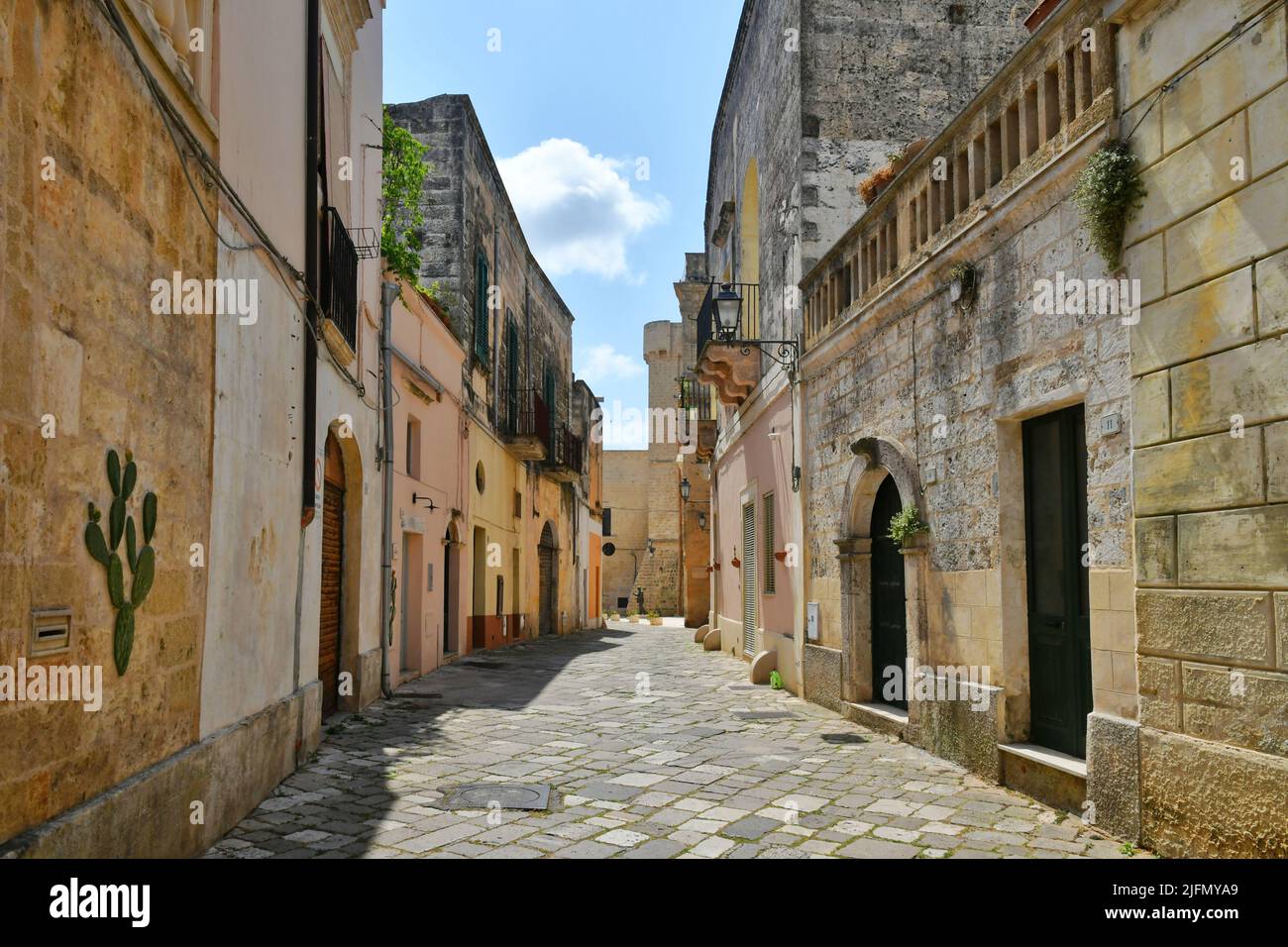 A street in the historic center of Tricase, a medieval town in the ...