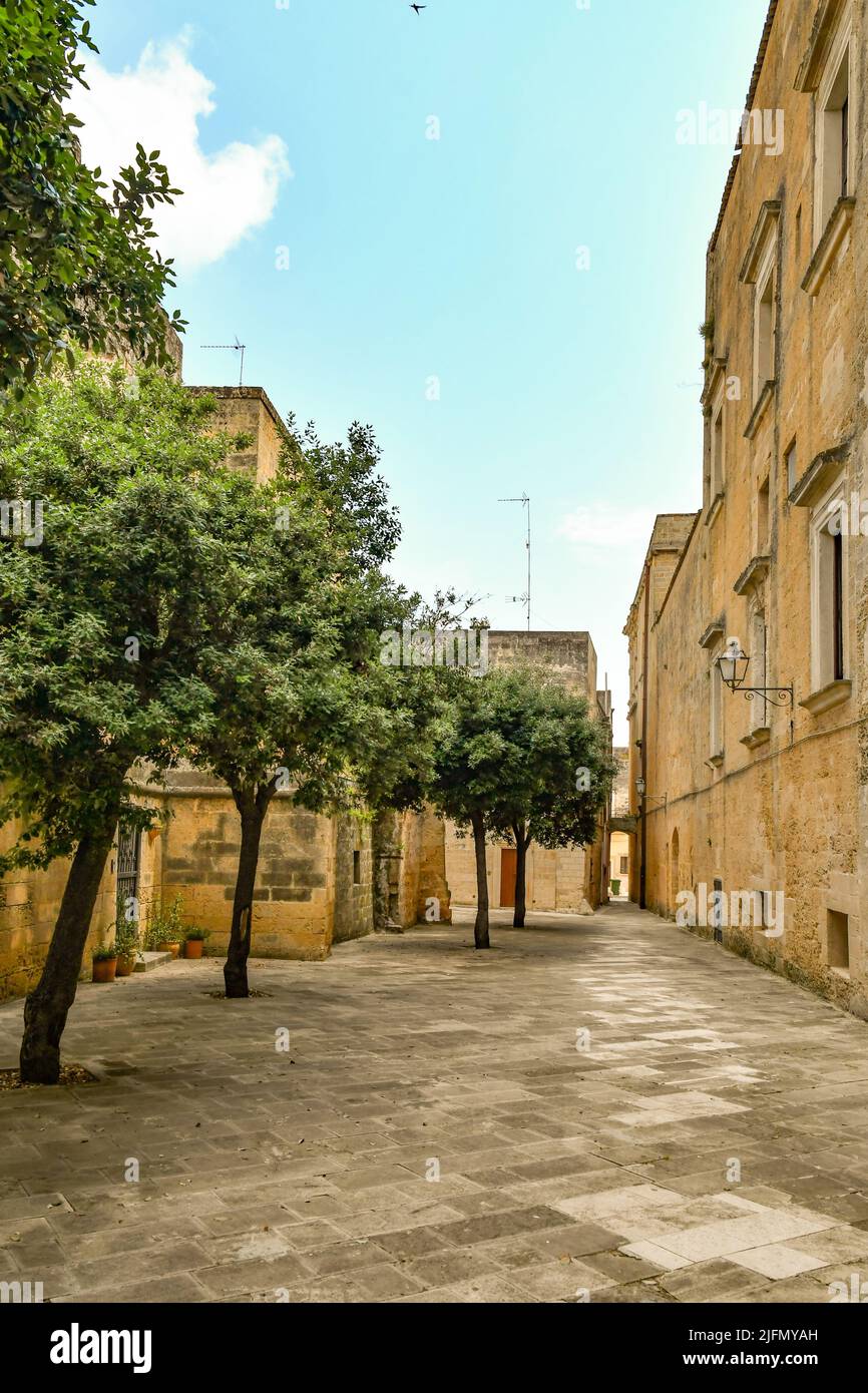 A street in the historic center of Tricase, a medieval town in the ...