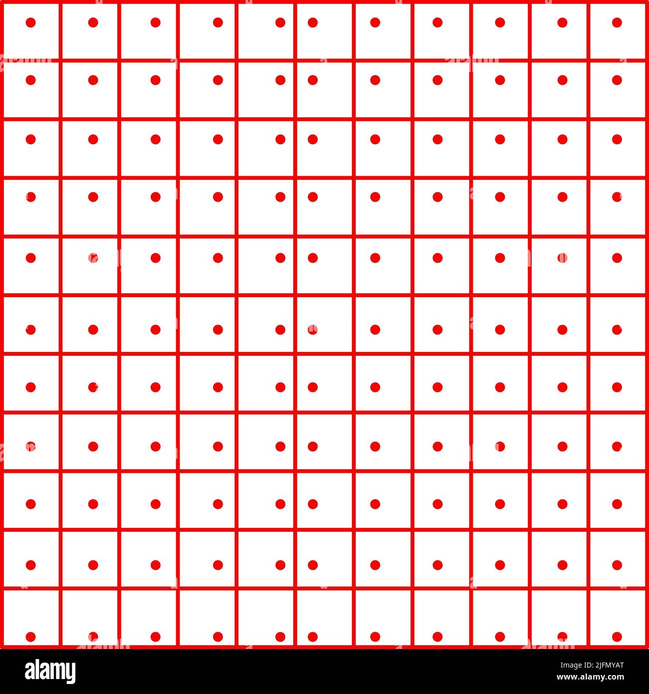 Dots in the middle of small squares seamless pattern. Red textile ...