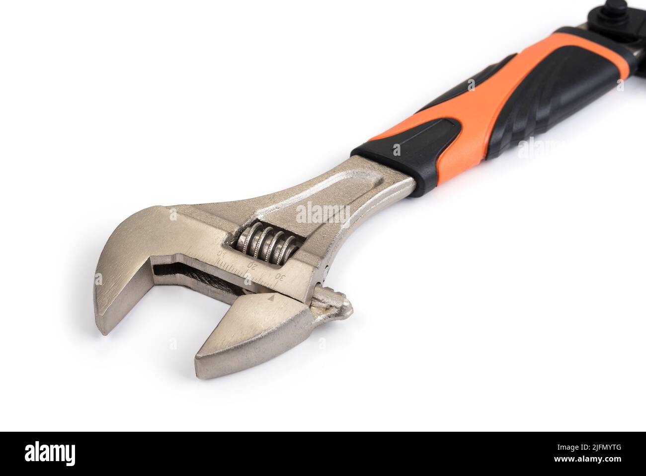 Adjustable wrench key on a white background Stock Photo - Alamy