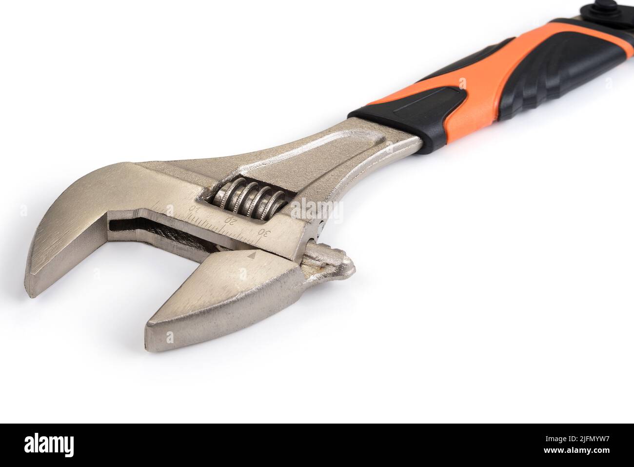 Adjustable wrench key on a white background Stock Photo - Alamy
