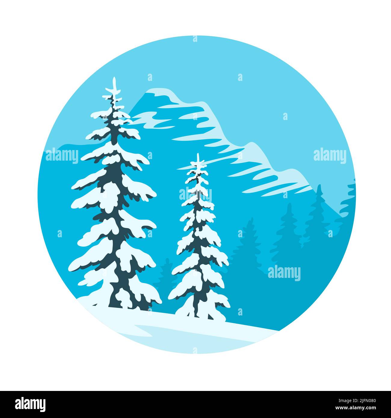 Winter snowy forest. Ate in the snow. Beautiful mountain landscape ...