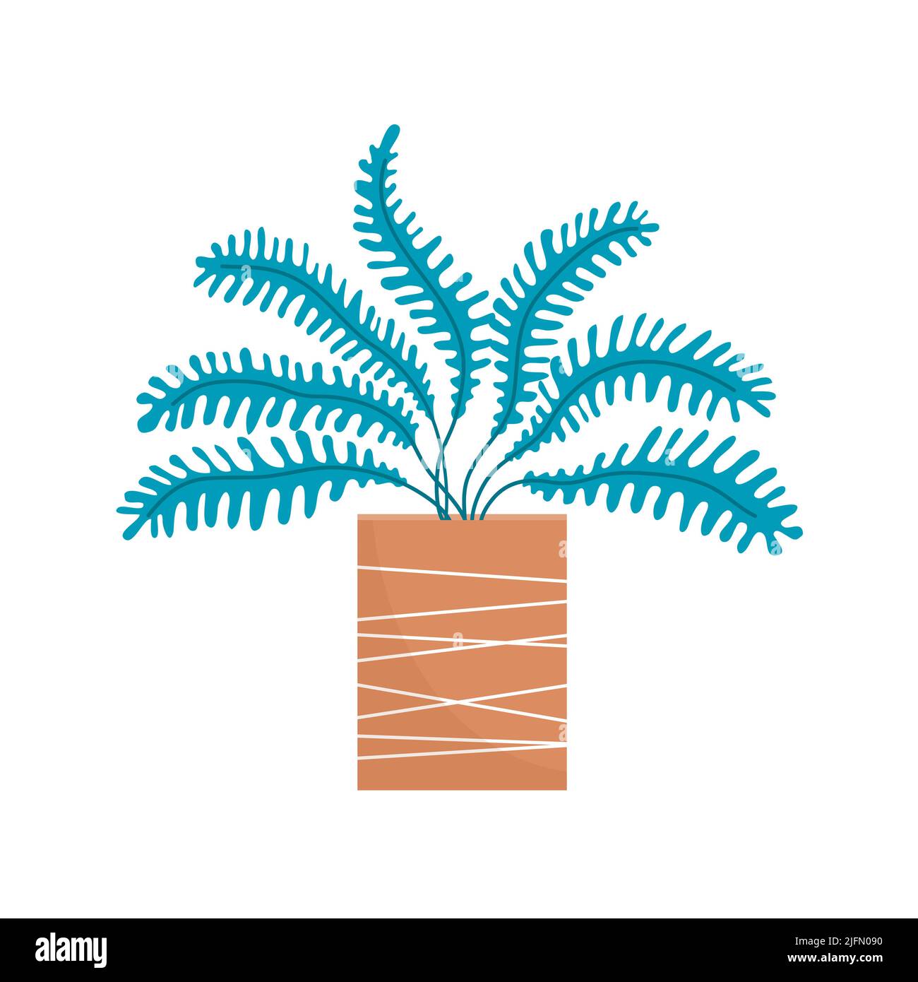 Flower pot with decorative fern. Home and office plant. Object of a ...