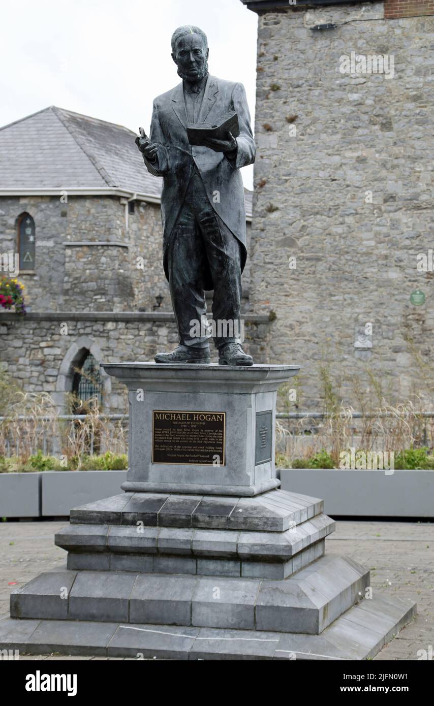 Memorial statue of Michael Hogan at King Johns Castle Plaza in Limerick ...