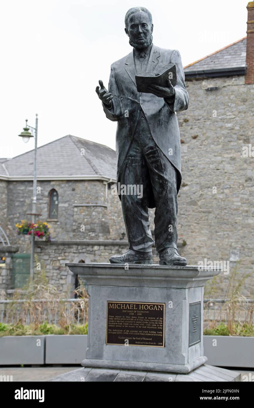 Memorial statue of Michael Hogan at King Johns Castle Plaza in Limerick ...