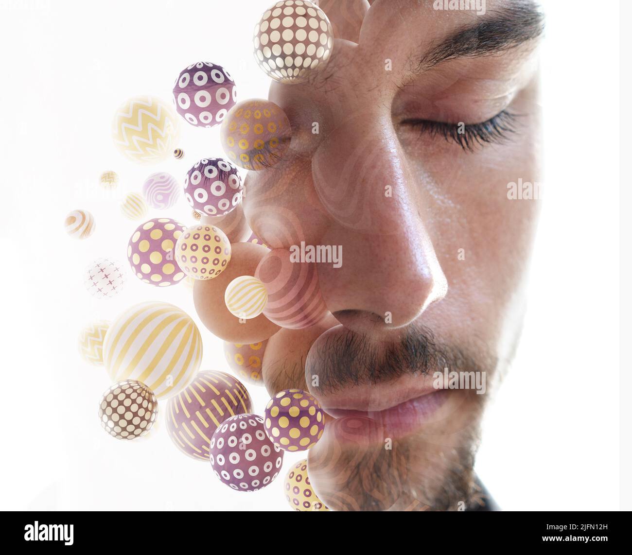 Abstract geometric shapes combined with a portrait Stock Photo - Alamy