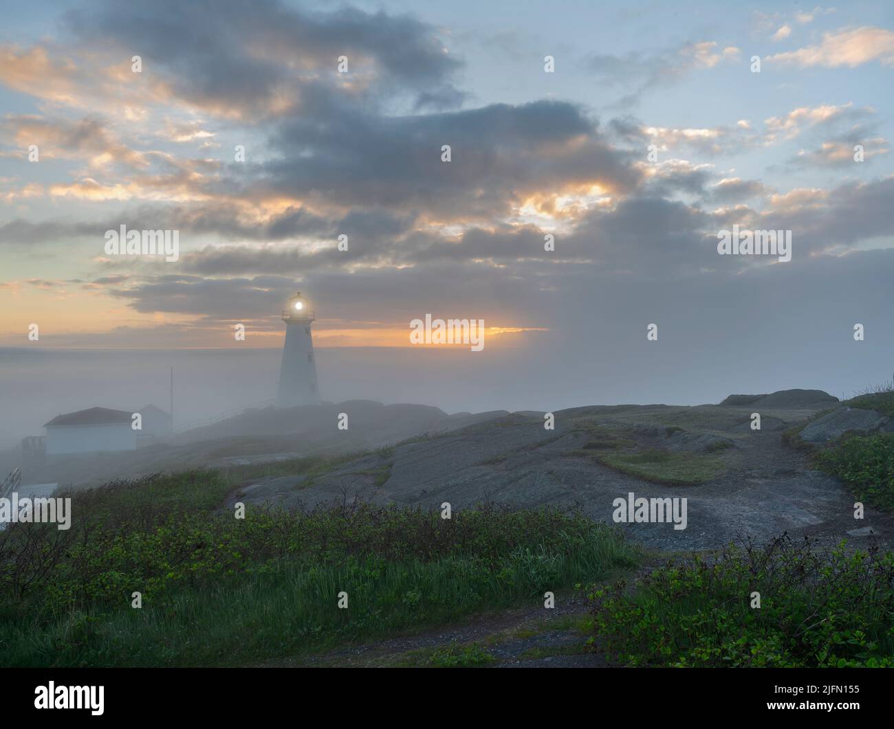 Fog over the lighthouse at Cape Spear Stock Photo - Alamy