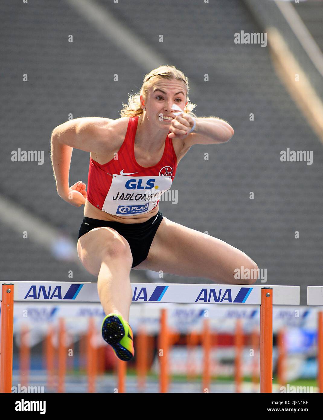 JABLONSKI Anna (TSV Bayer 04 Leverkusen) action, semi-finals 100m hurdles women on June 25th ...