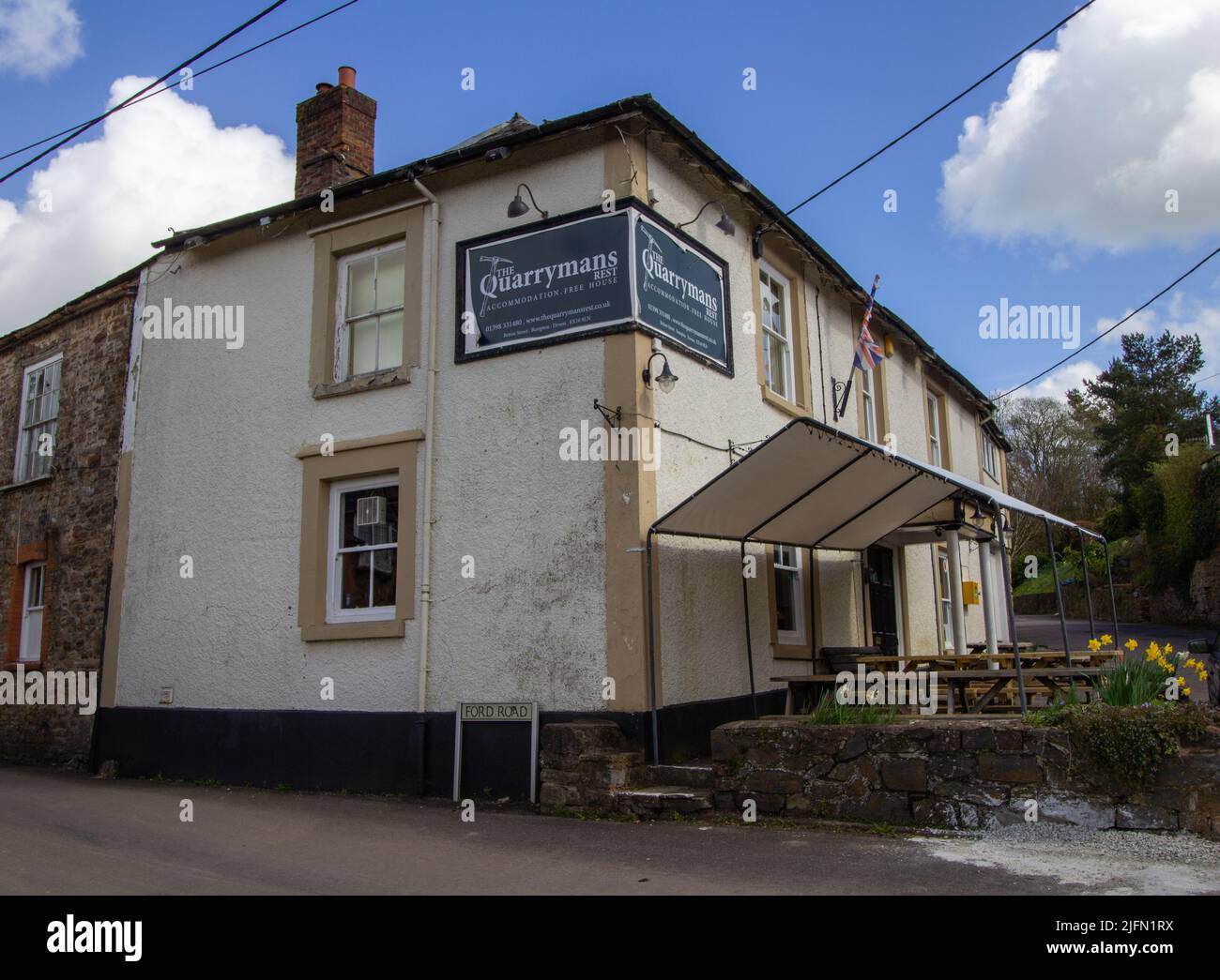 BAMPTON, DEVON, UK - APRIL 7, 2022 The Quarryman's Rest free house on ...