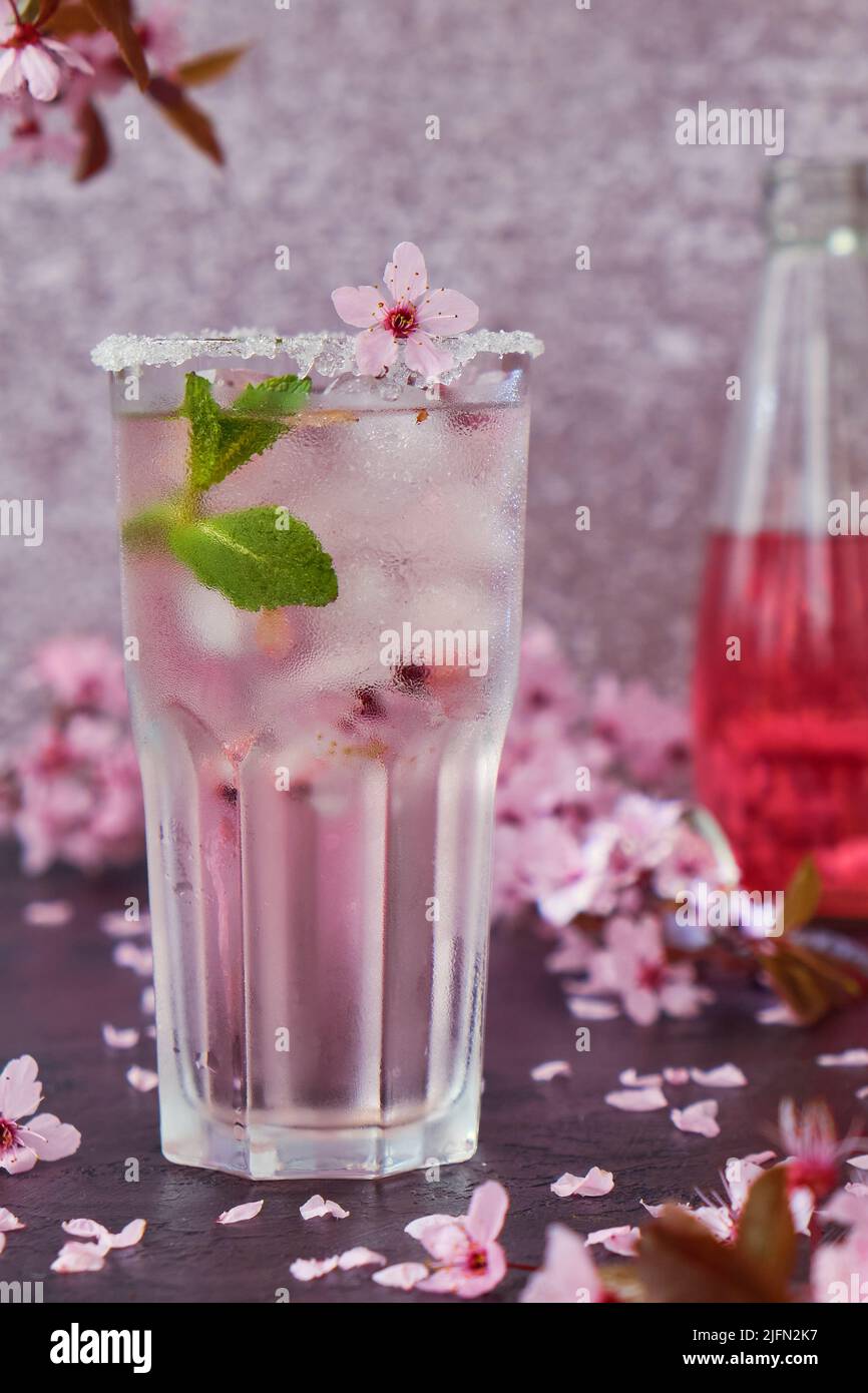 Spring cocktail. lemonade with ice and mint Stock Photo - Alamy