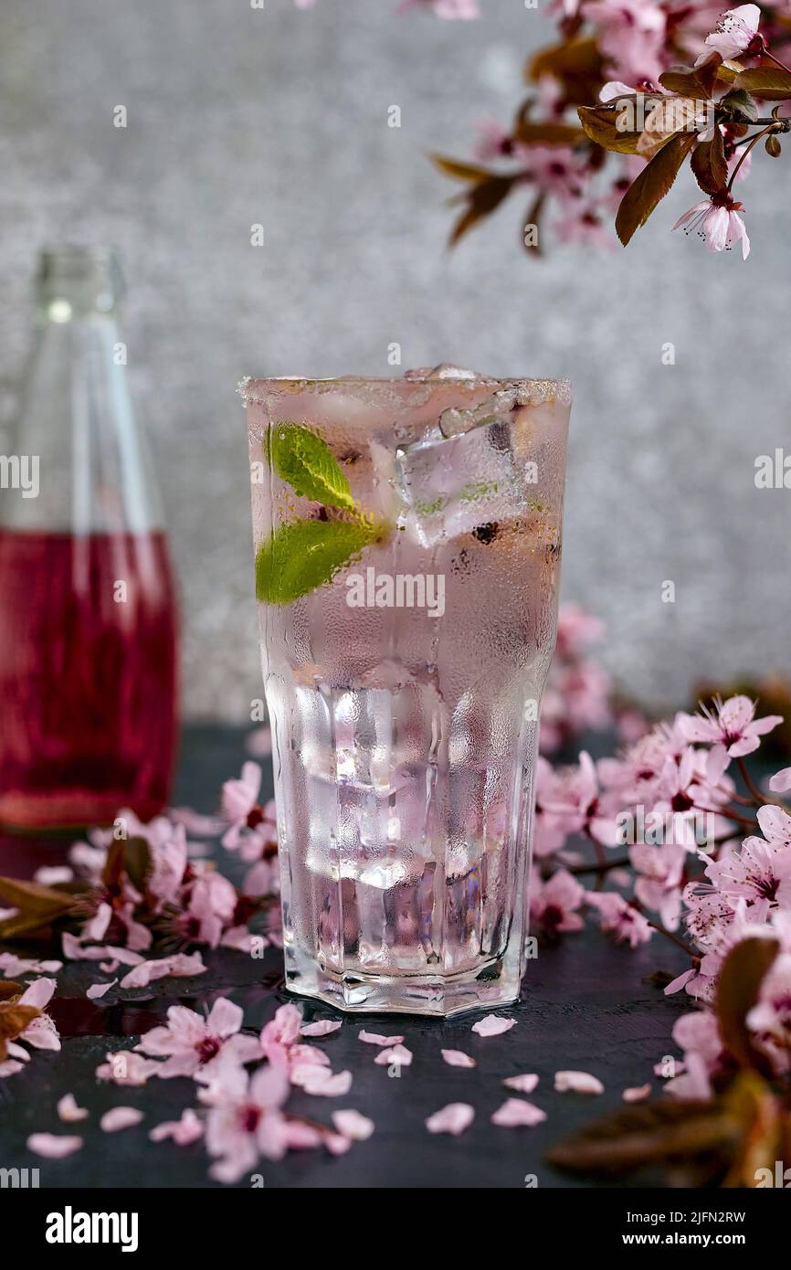 Spring cocktail. lemonade with ice and mint Stock Photo - Alamy