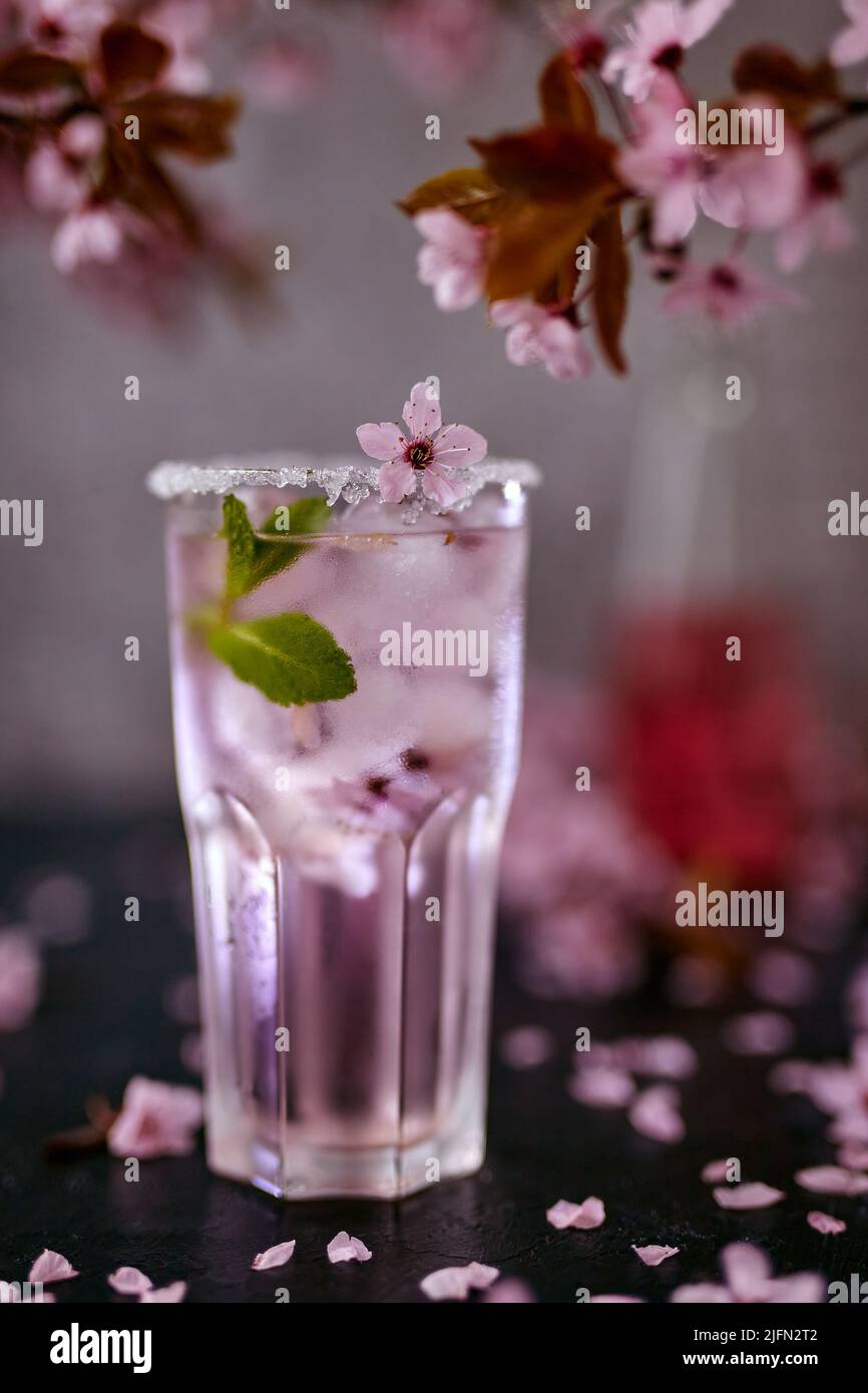 Spring cocktail. lemonade with ice and mint Stock Photo - Alamy