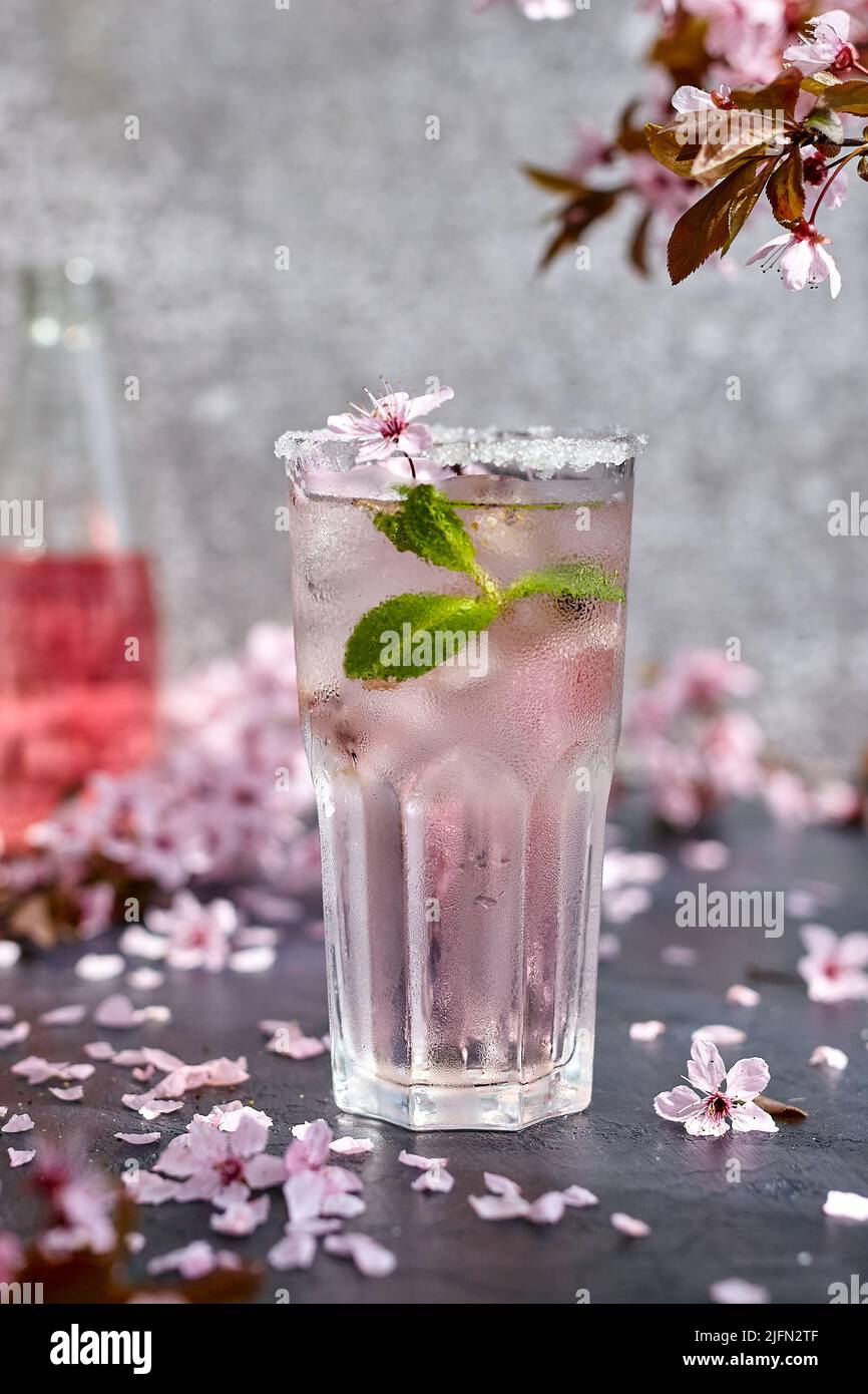 Spring cocktail. lemonade with ice and mint Stock Photo - Alamy