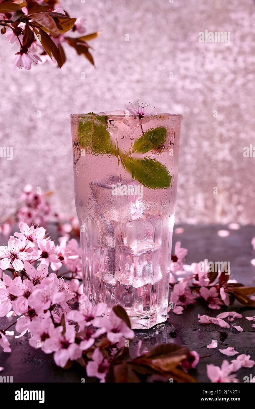 Spring cocktail. lemonade with ice and mint Stock Photo - Alamy
