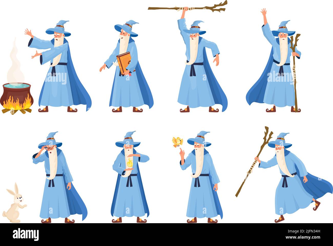 Medieval wizard. Cute sorcerer, cartoon magician man costumed merlin ...