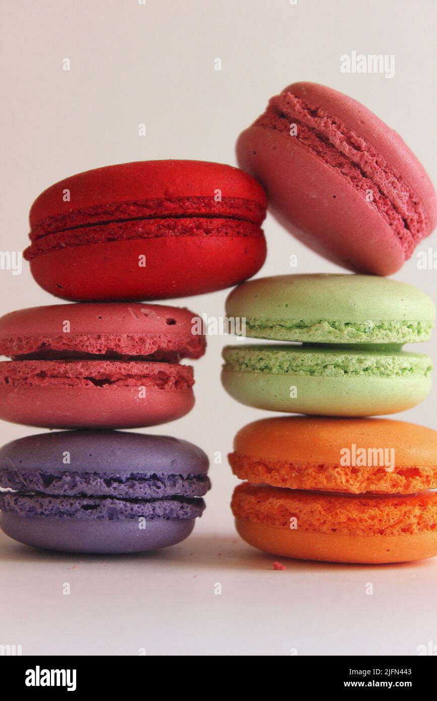 The colorful macaroons isolated on white background Stock Photo - Alamy