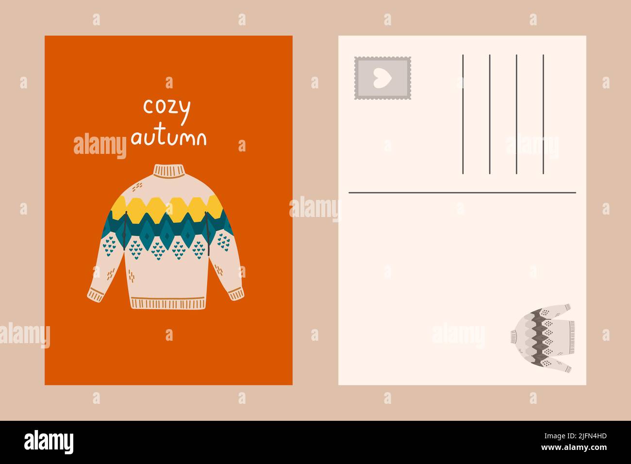 Sweater card warm cozy autumn postcard vector Stock Vector Image & Art ...