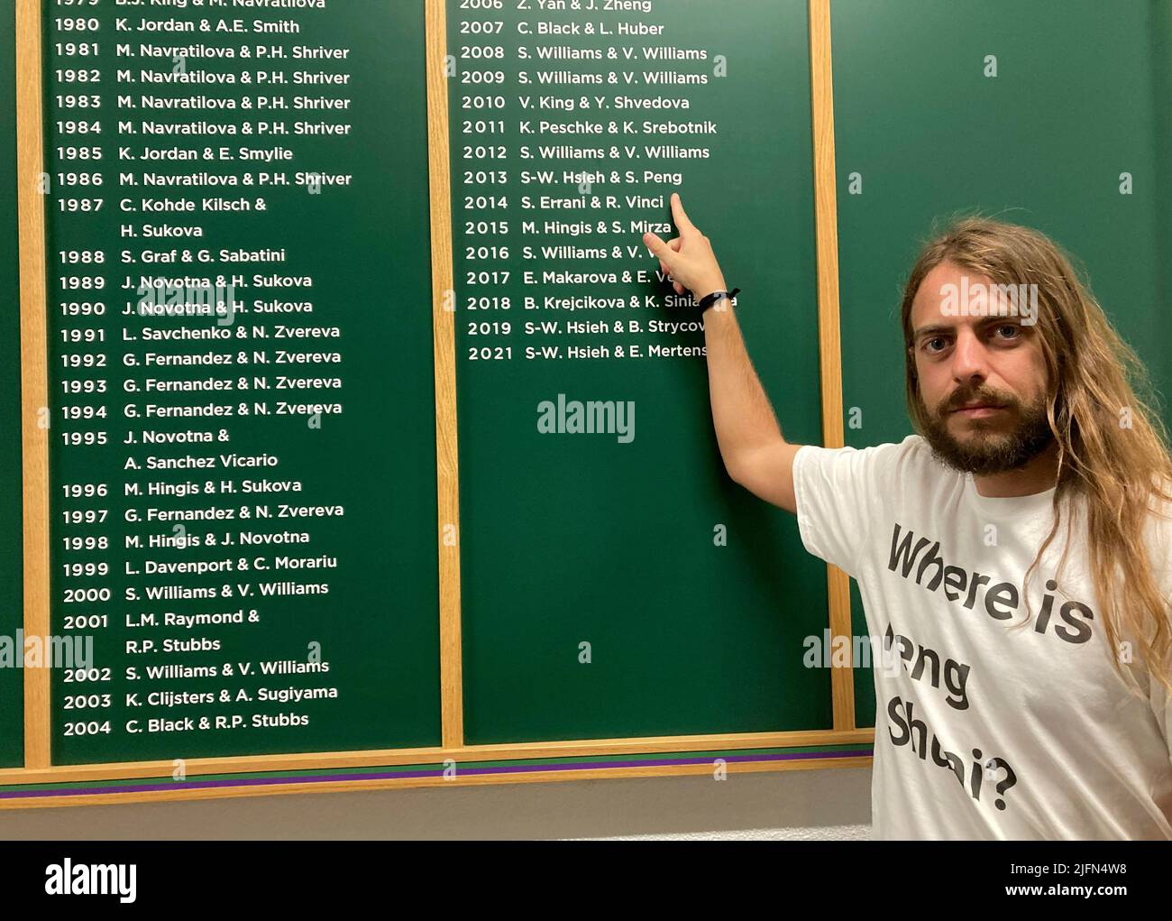 Protesters (left to right) Jason Leith, 34, who all work for Free Tibet ...