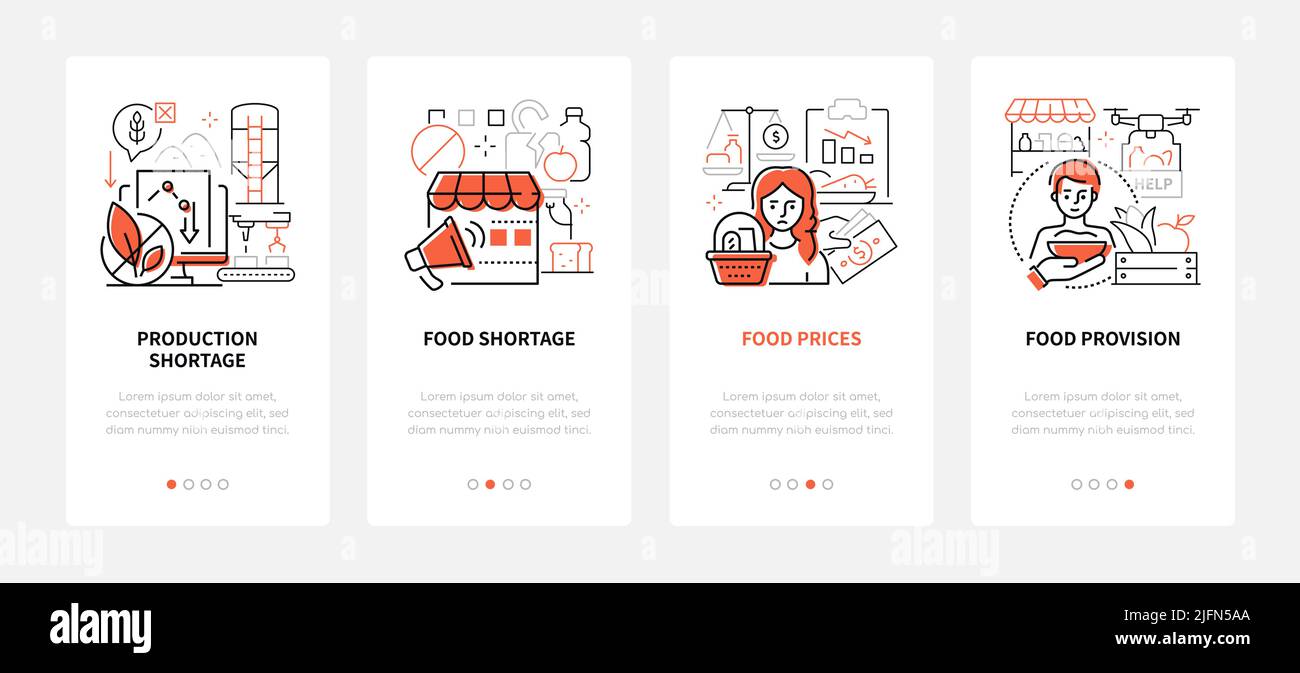 Food production and purchase - line design style banners set Stock ...